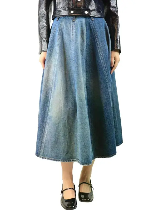 Celine Two-tone Flared Skirt - Blue