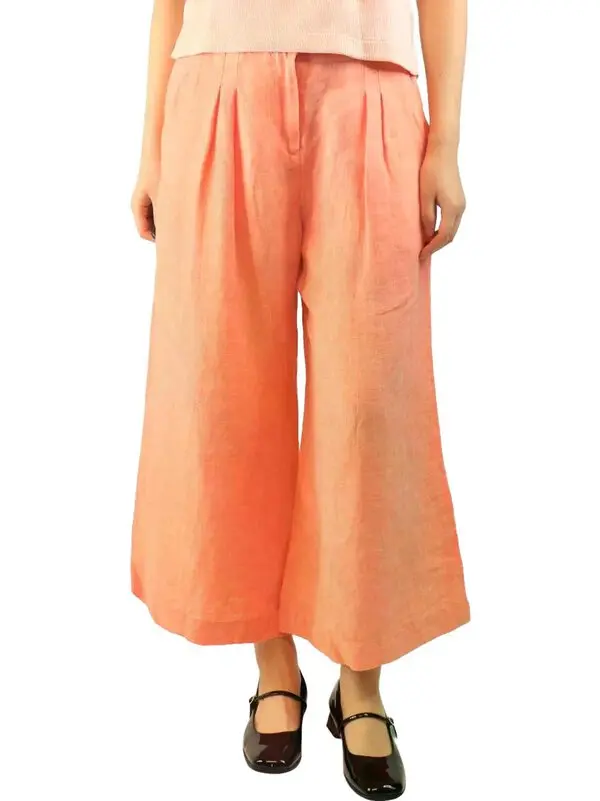 BRORA Cropped Linen Trousers - Orange