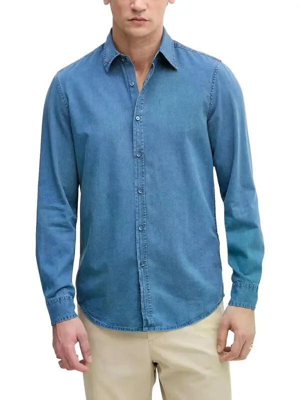 BENETTON Washed-denim Shirt - Blue