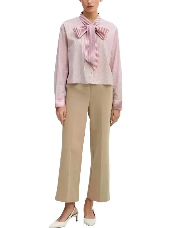 BENETTON Striped Pussy-bow Shirt - Pink