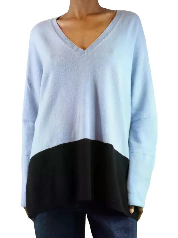 Amanda Wakeley Two-tone V-neck Sweater - Blue