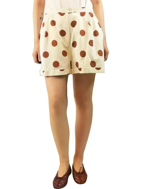 Halpern Pleated Polka Dot Shorts - Neutrals