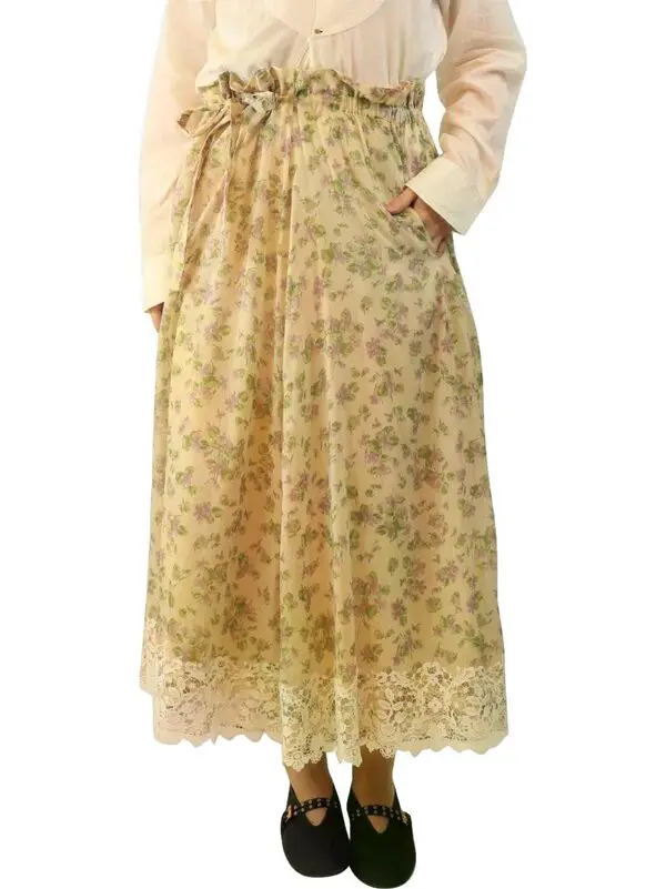 Dior Floral Lace-trimmed Midi Skirt - Neutrals