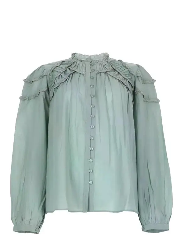 MARANT ETOILE Ruffled Detailing Long-sleeved Blouse - Green