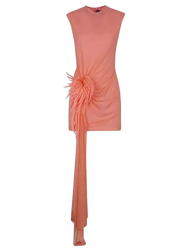 David Koma Mesh Floral Appliqué Mini Dress - Pink