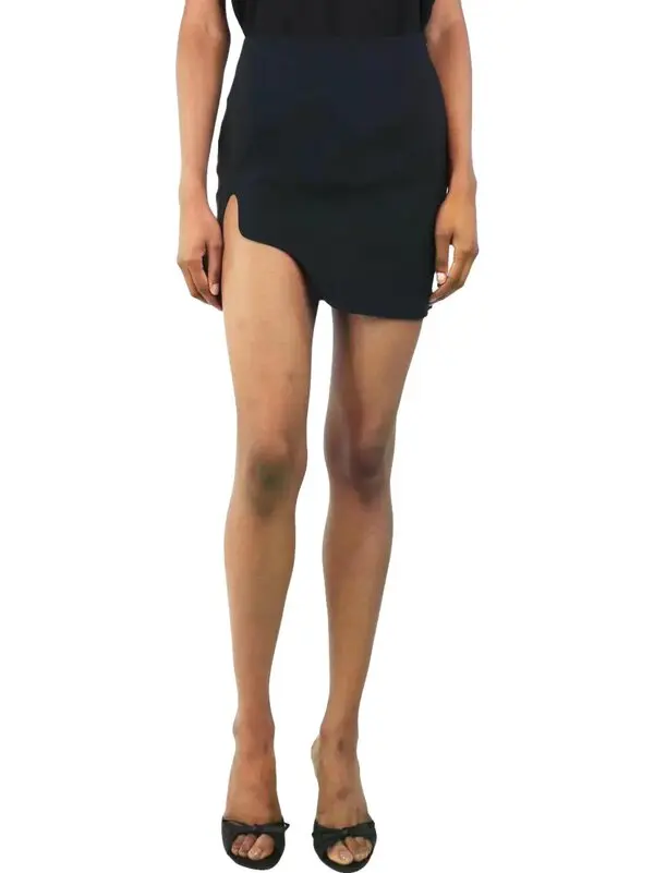 MOTHER OF ALL Asymmetric Slit Mini Skirt - Black