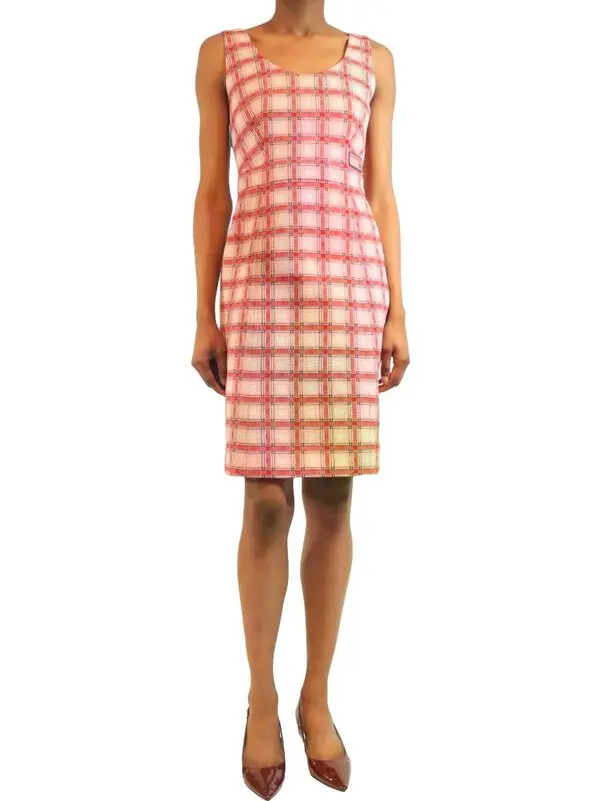 Prada Plaid Sleeveless Midi Dress - Neutrals