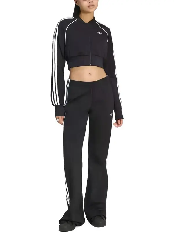 Adidas Cropped Sweatshirt With Stripe Detail - Black