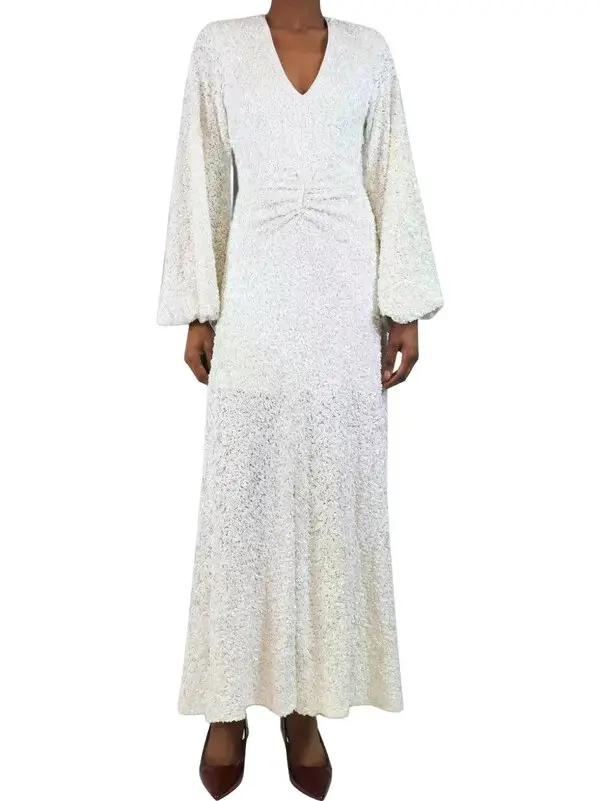 ROTATE BY BIRGER CHRISTENSEN Embellished V-neck Maxi Dress - White
