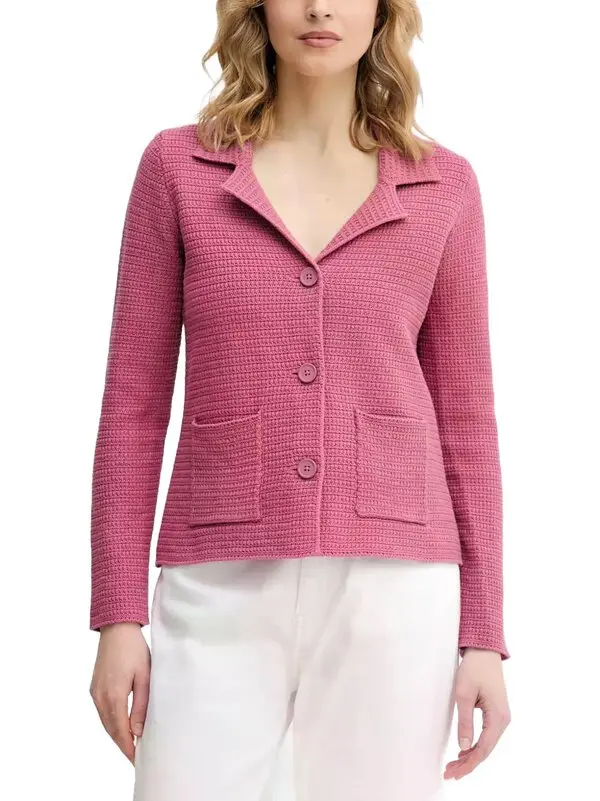 BENETTON Textured Button-up Cardigan - Pink