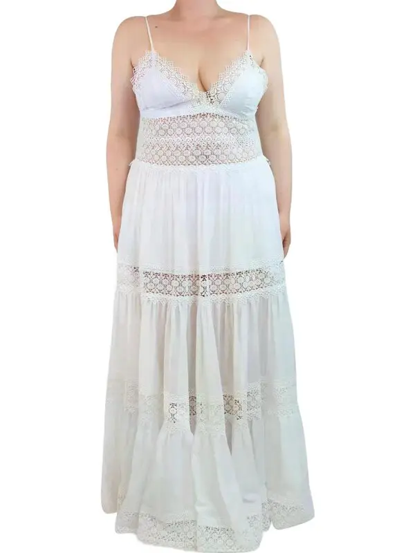 Charo Ruiz Ibiza Embroidered Tiered Maxi Dress - White