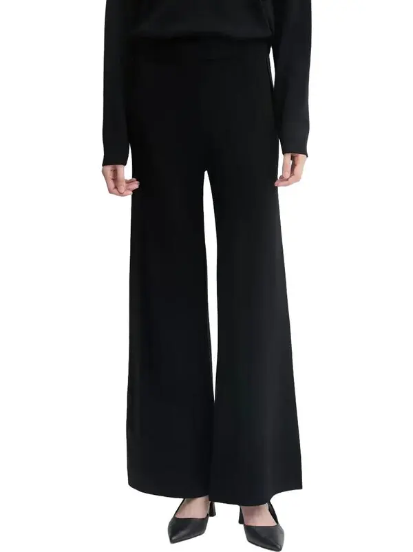 BENETTON Knitted Wide-leg Palazzo Pants - Black
