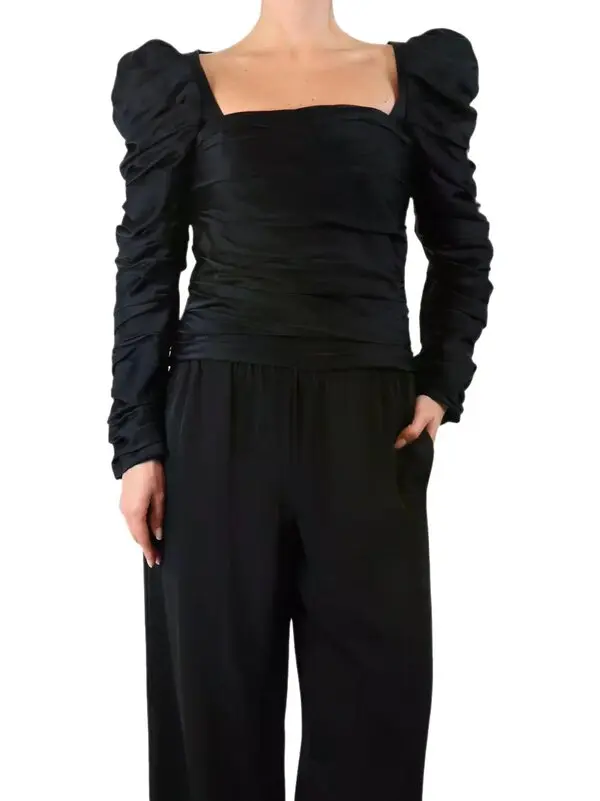 Khaite Ruched Long-sleeve Blouse - Black