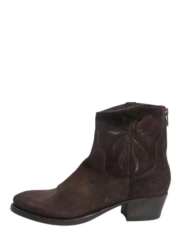 PANTANETTI Suede Floral Cut-out Ankle Boots - Brown