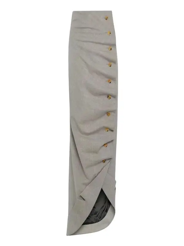 A.W.A.K.E. Mode Asymmetric Button-down Maxi Skirt - Grey