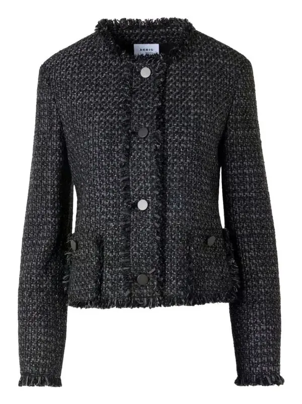 Akris Frayed Tweed Jacket - Black
