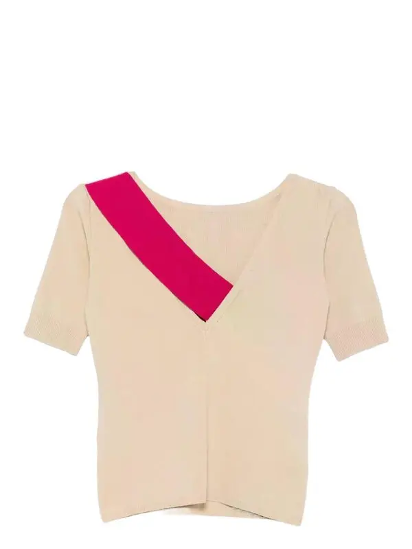 SIMONA CORSELLINI V-neck Short-sleeve Top - Neutrals