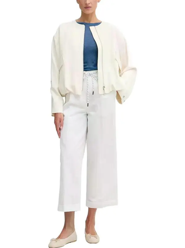 BENETTON Cropped Trousers With Rope Belt - White