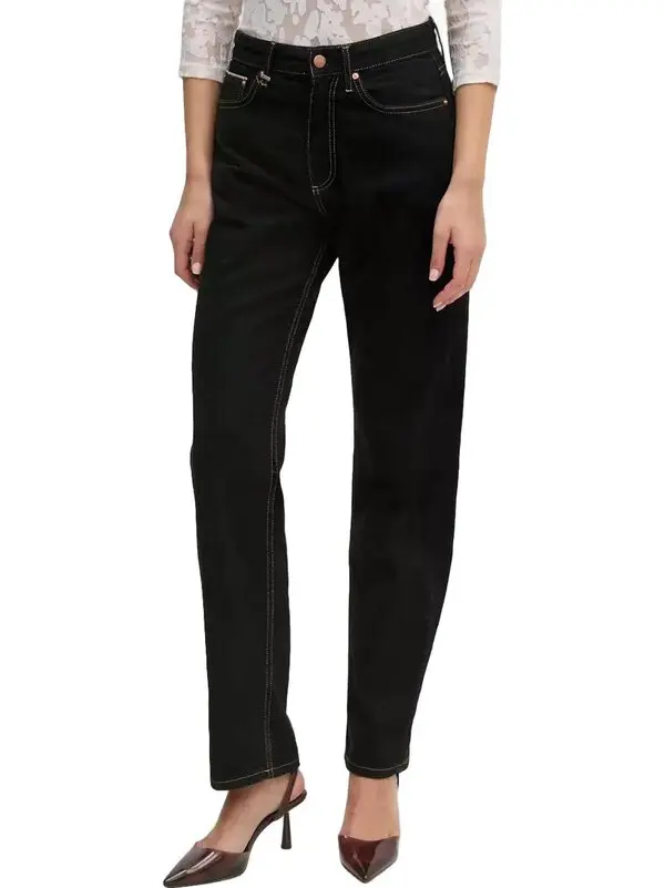 BENETTON Straight Leg Jeans With Contrast Stitching - Black