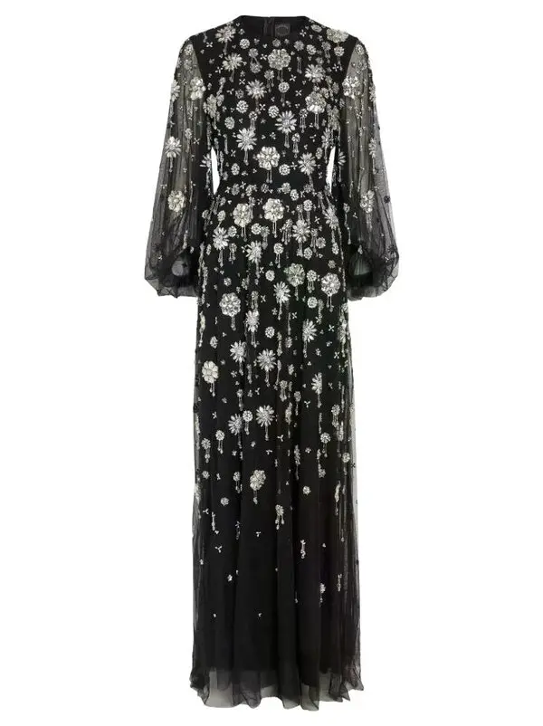 Huishan Zhang Crystal Embellished Maxi Dress - Black