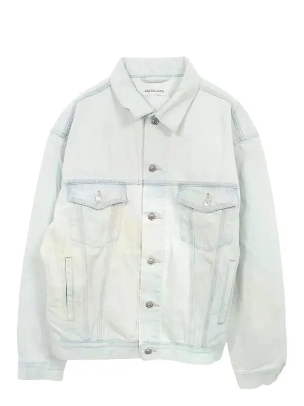Balenciaga Logo Detail Denim Jacket - Blue