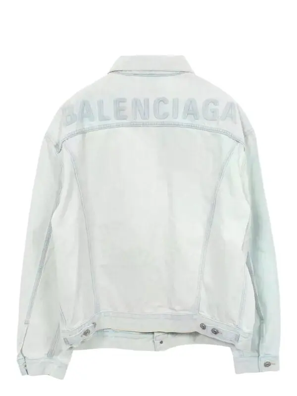 Balenciaga Logo Detail Denim Jacket - Blue