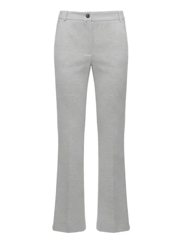 EMME Jersey Flare Trousers With Diagonal Pockets - Grey