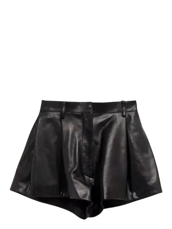 Balenciaga Pleated Leather Shorts - Black