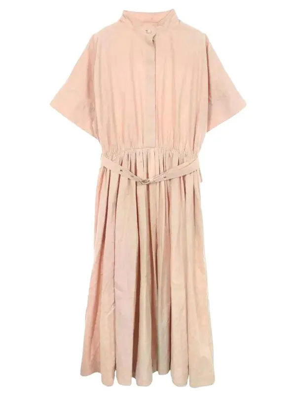 Dior Macro Cannage Belted Midi Dress - Pink