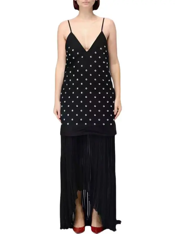 MSGM Embellished Pleated Maxi Dress - Black