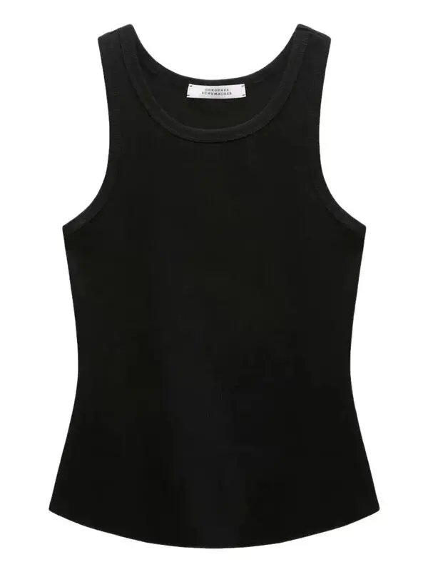 Dorothee Schumacher Ribbed Knit Racerback Tank Top - Black