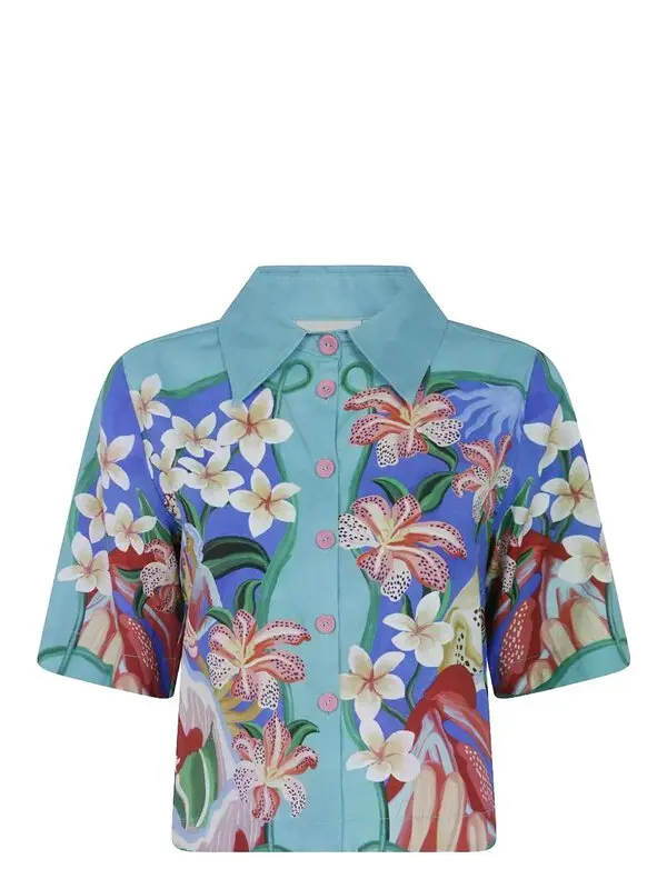 Farm Rio Garden Of Life Shirt - Blue