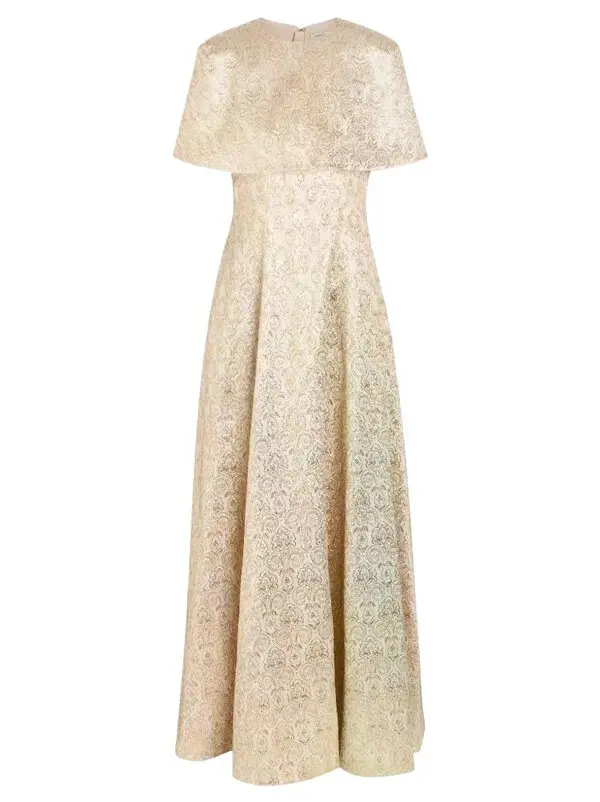 EMILIA WICKSTEAD Cape-effect Jacquard Maxi Dress - Neutrals