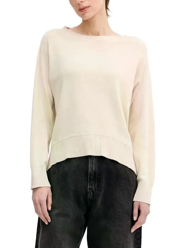 BENETTON Ribbed-trim Fine Knit Sweater - Neutrals