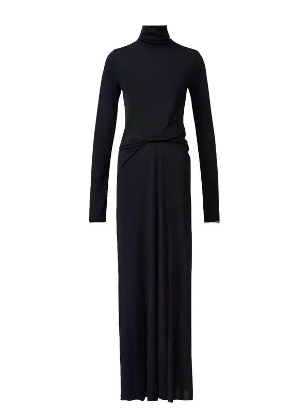 Fabiana Filippi Twist-detail Roll Neck Maxi Dress - Blue