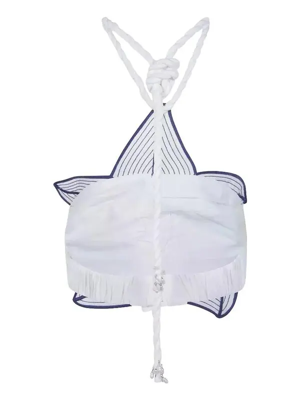 Farm Rio Star Embroidered Halterneck Top - White