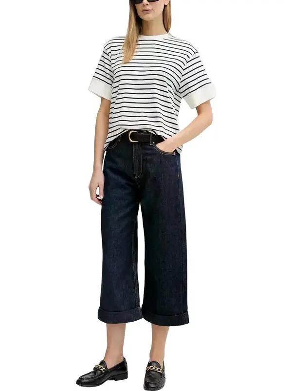 BENETTON Cropped Wide-leg Jeans - Blue