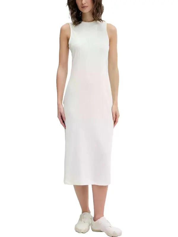 Adidas Ribbed Knit Sleeveless Crewneck Midi Dress - Neutrals