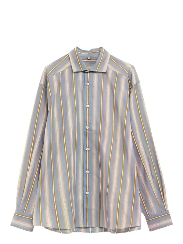BASERANGE Claude Stripe Print Button-up Shirt - Blue