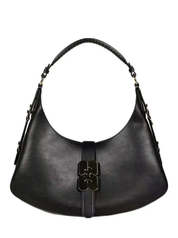 GANNI Kat Logo-plaque Shoulder Bag - Black