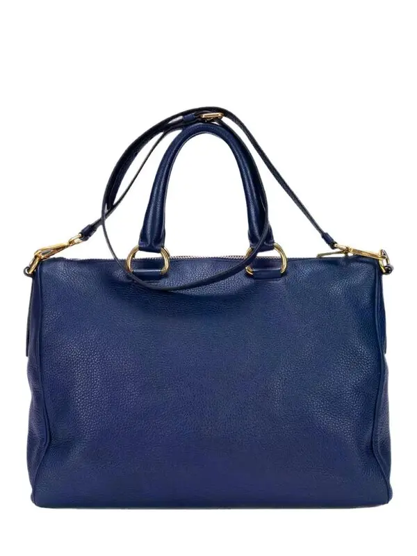 Prada Vitello Daino Bauletto Tote Bag - Blue