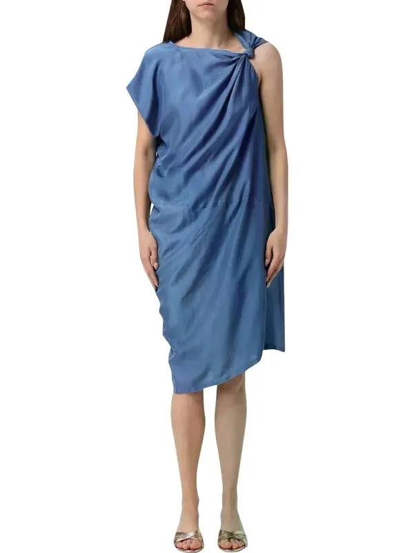 TELA Asymmetric Linen Midi Dress - Blue
