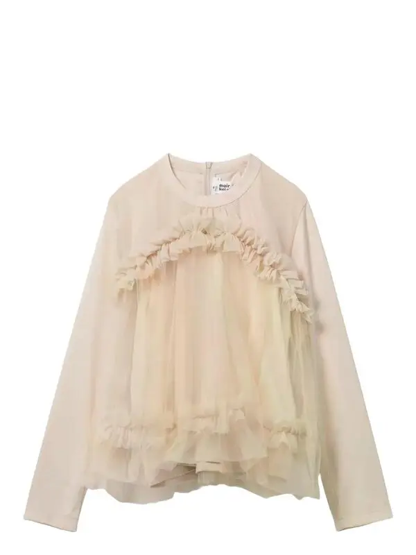 Noir Kei Ninomiya Ruffled Detail Long Sleeve Top - Neutrals
