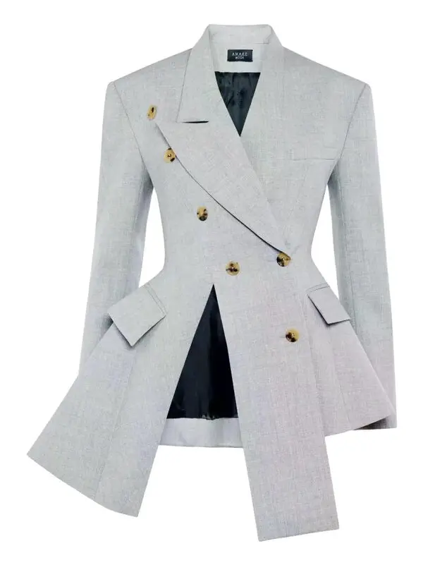 A.W.A.K.E. Mode Asymmetric Double-breasted Jacket - Grey