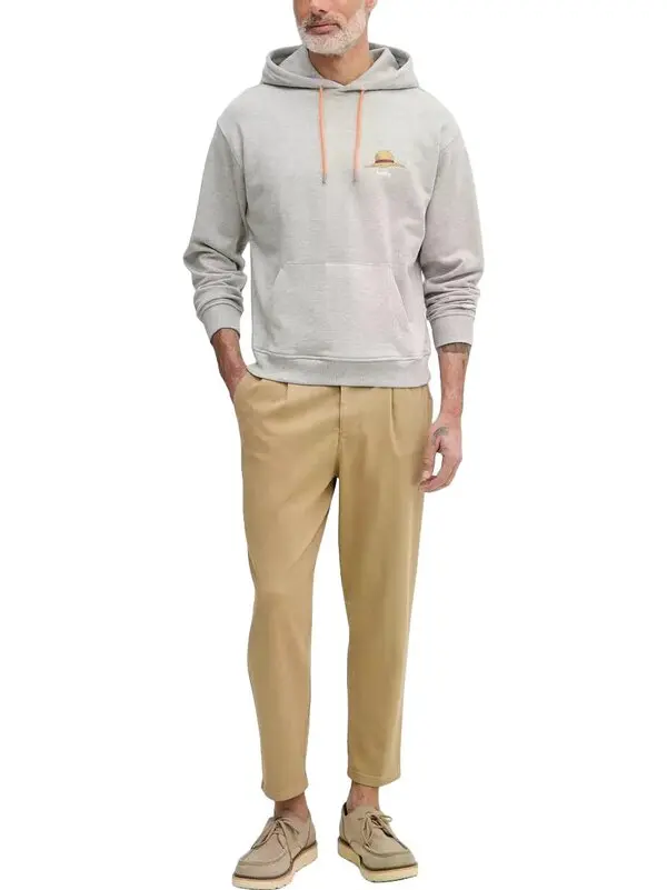 BENETTON Graphic Print Drawstring Hoodie - Grey