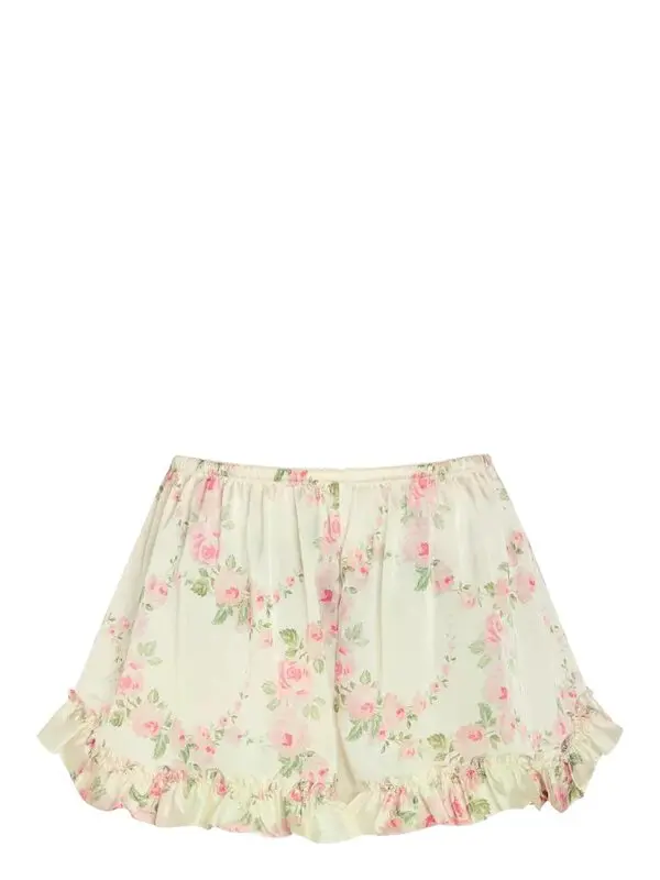 Simone Rocha Floral Print Ruffled Shorts - Neutrals