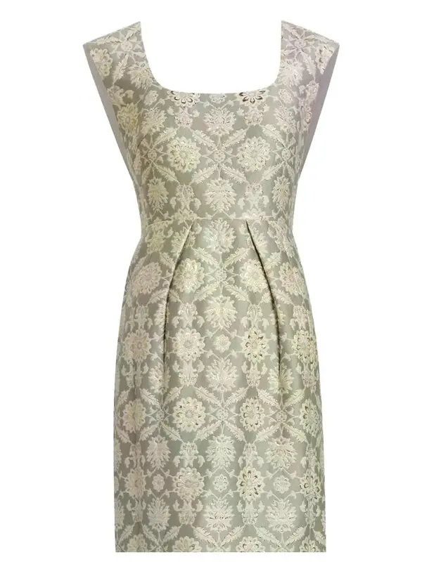 Huishan Zhang Pleated Maxi Dress With Jacquard Pattern - Grey