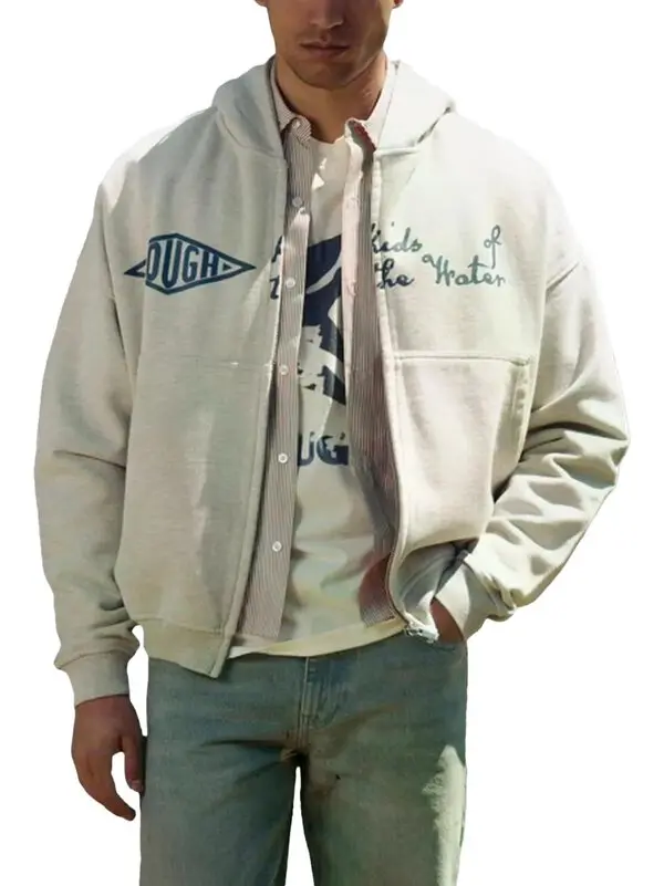 ROUGH. Rough Embroidered Zip-up Hoodie - Grey