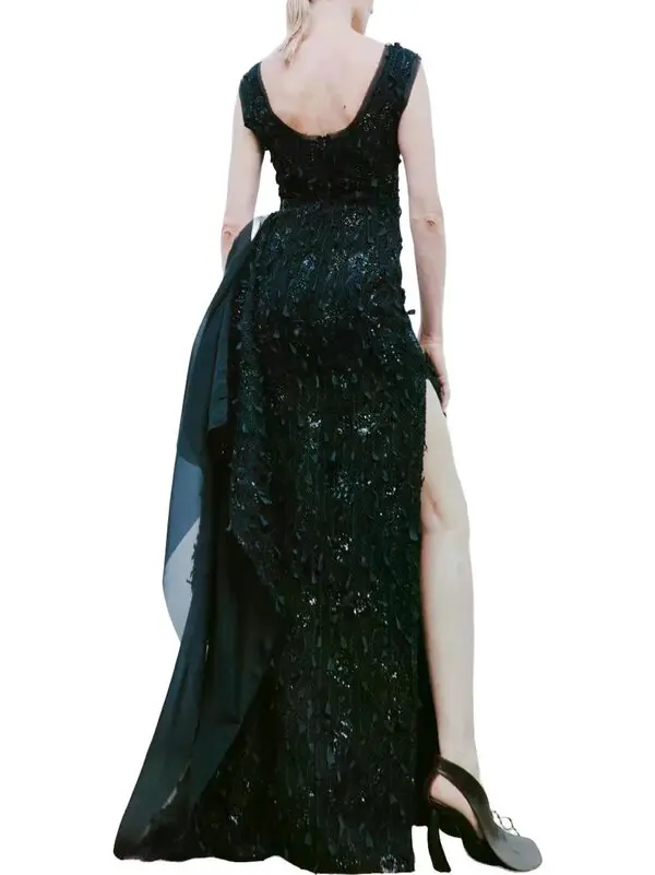 A.W.A.K.E. Mode Sequin-embellished Maxi Dress With Side Slit - Black
