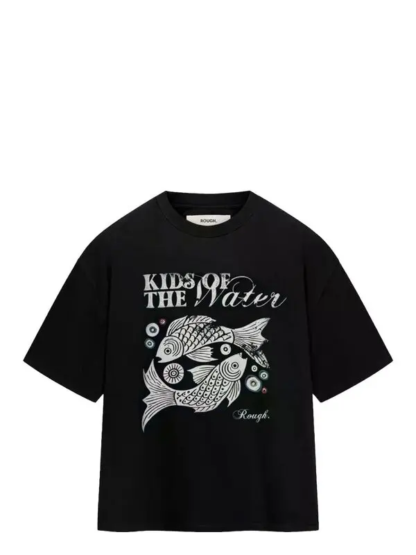 ROUGH. Rough Graphic Print Crewneck T-shirt - Black